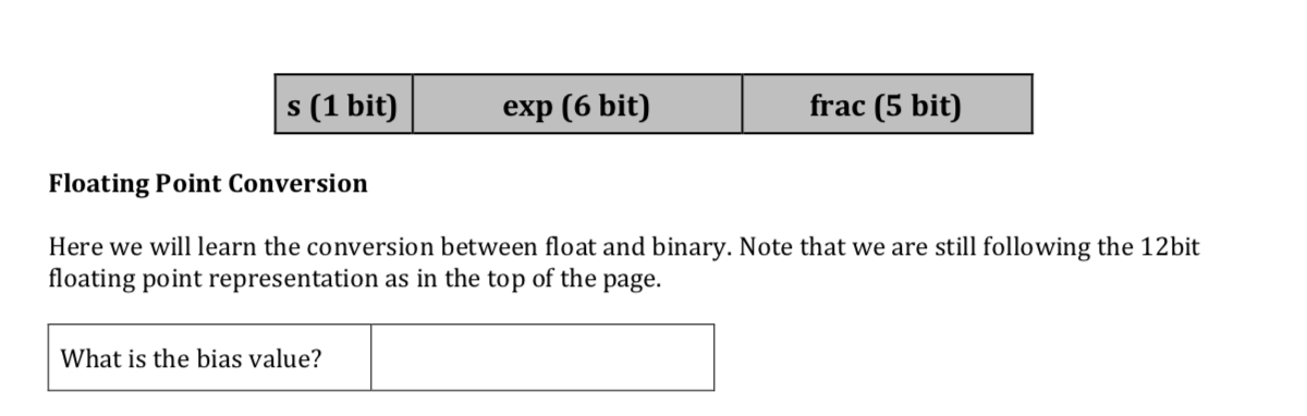 Solved For this recitation, assume 12 bit floating point | Chegg.com
