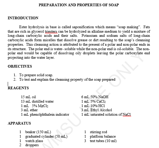 Solved PREPARATION AND PROPERTIES OF SOAP INTRODUCTION Ester | Chegg.com
