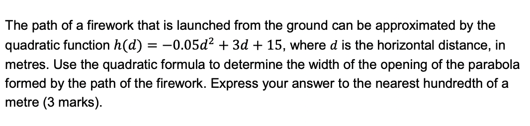 Solved = The path of a firework that is launched from the | Chegg.com