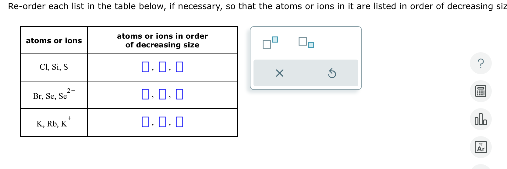 Solved Re-order each list in the table below, if necessary, | Chegg.com