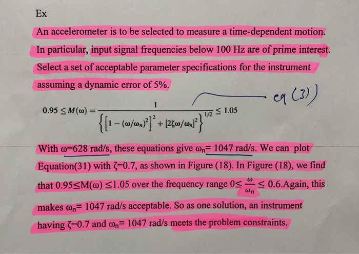 Ex An accelerometer is to be selected to measure a | Chegg.com