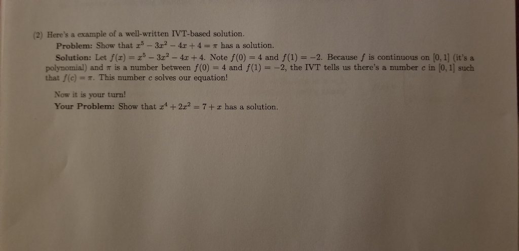 Solved (2) Here's a example of a well-written IVT-based | Chegg.com