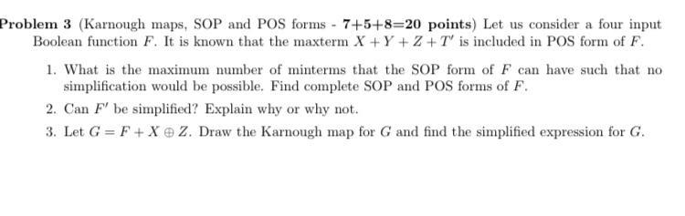Solved Problem 3 Karnough Maps Sop And Pos Forms 0608