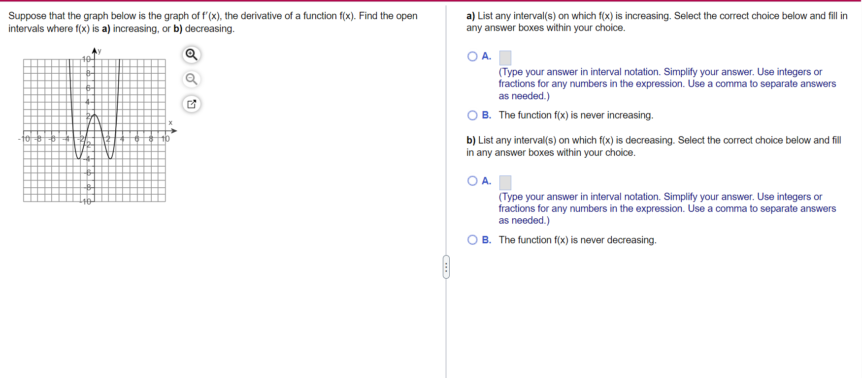 Solved Suppose that the graph below is the graph of f′(x), | Chegg.com