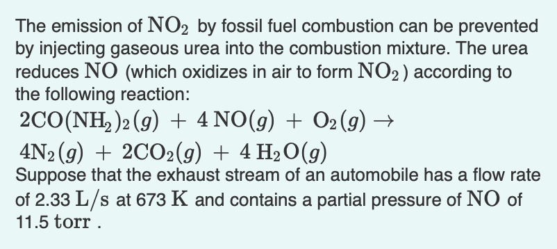 Solved The emission of NO2 by fossil fuel combustion can be | Chegg.com