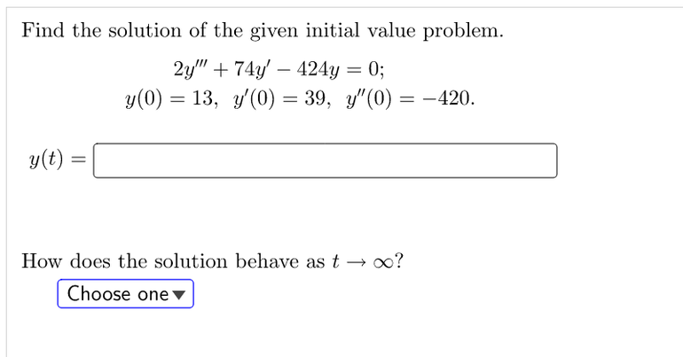 Solved Find the solution of the given initial value problem. | Chegg.com