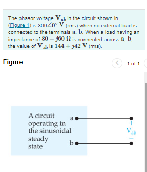 Solved The phasor voltage Vab in the circuit shown in | Chegg.com