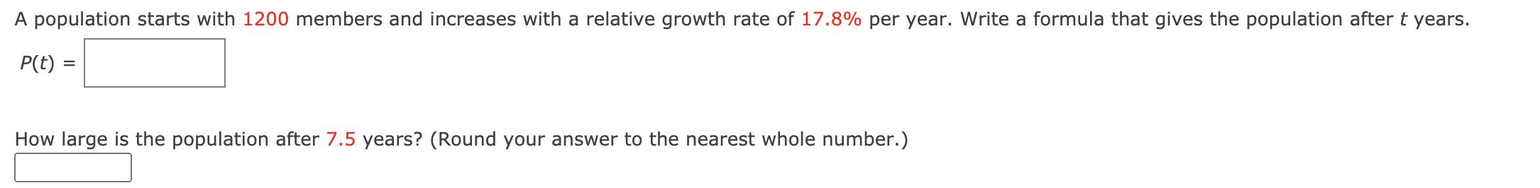Solved A population starts with 1200 members and increases | Chegg.com
