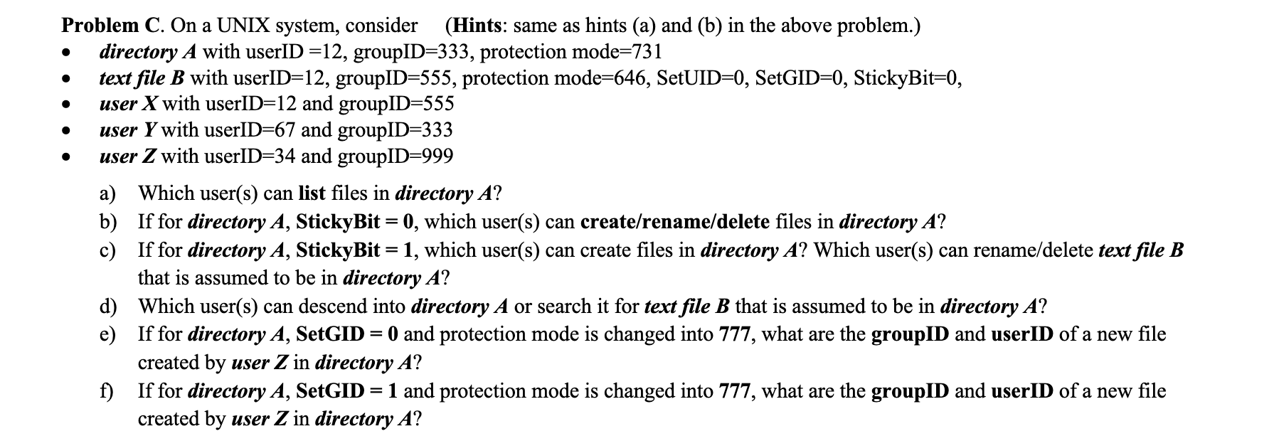 Solved Problem C. On a UNIX system, consider (Hints: same as | Chegg.com