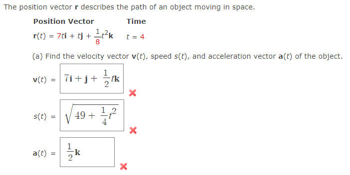 Solved The position vector r describes the path of an object | Chegg.com