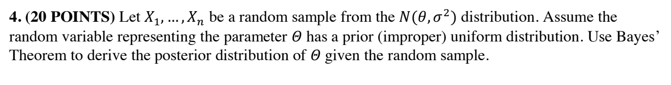 Solved 4. (20 POINTS) Let X1,…,Xn be a random sample from | Chegg.com