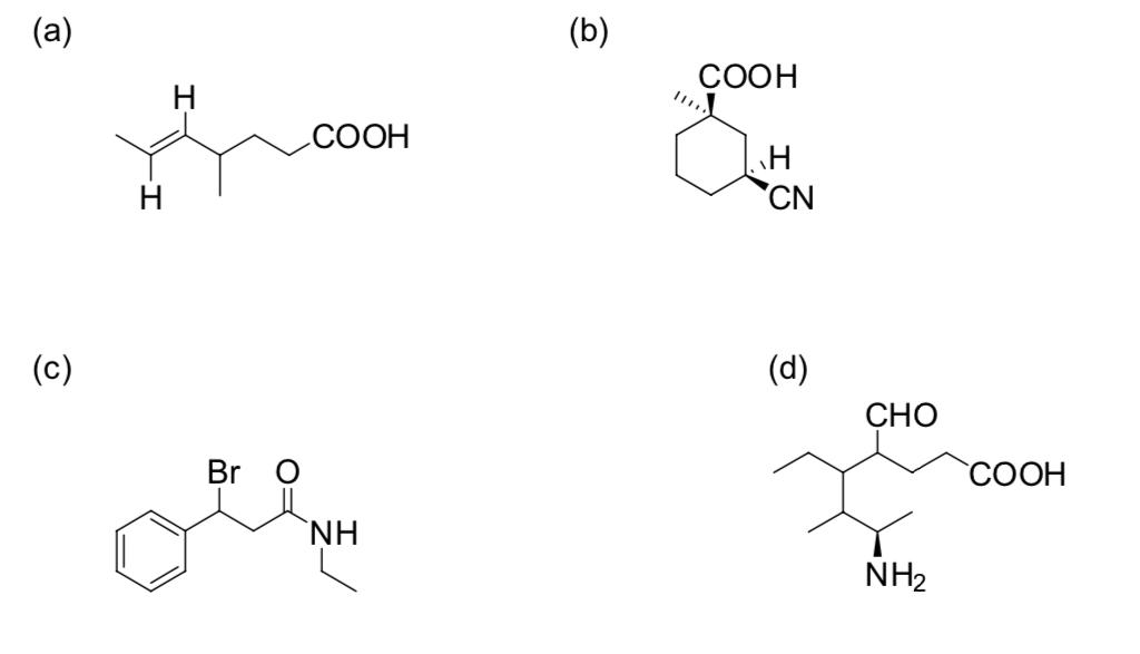 Solved (a ) (b) COOH H COOH H CN (c) (d) CHO Br 0 COOH ΝΗ | Chegg.com
