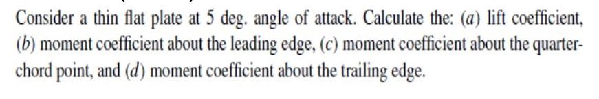 Solved Consider a thin flat plate at 5 deg. angle of attack. | Chegg.com
