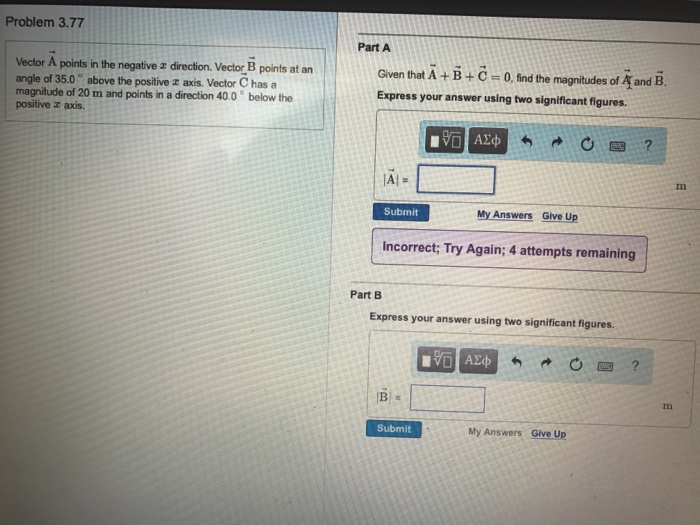 Solved Vector A points in the negative x direction. Vector B | Chegg.com