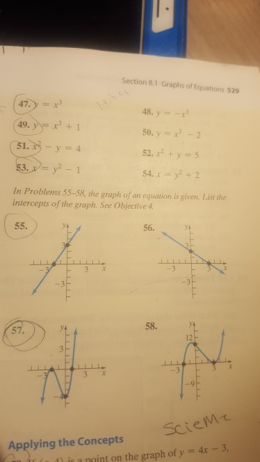 Solved Section 8.1 CN Graphs of Equations 529 49.+1 52.xy 5 | Chegg.com