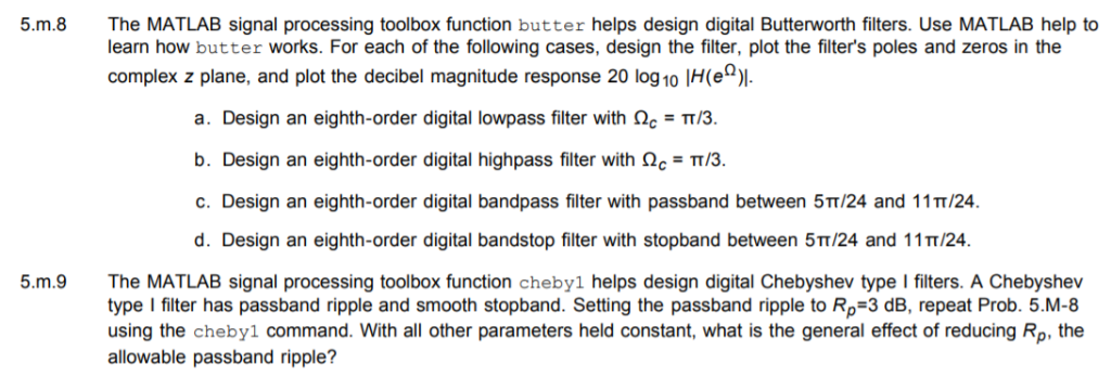 Solved 5.m.8 The MATLAB signal processing toolbox function | Chegg.com