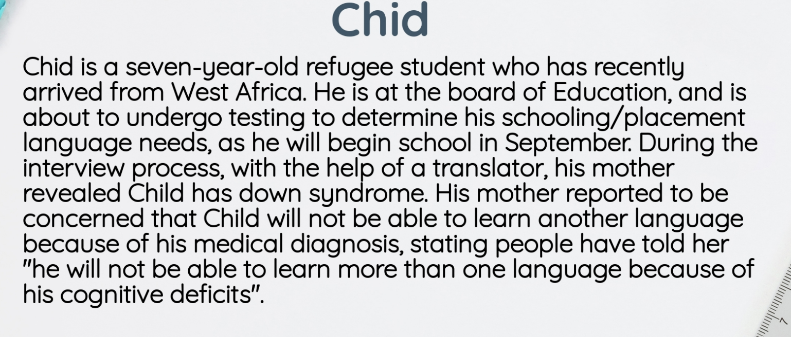 Chid is a seven-year-old refugee student who has | Chegg.com