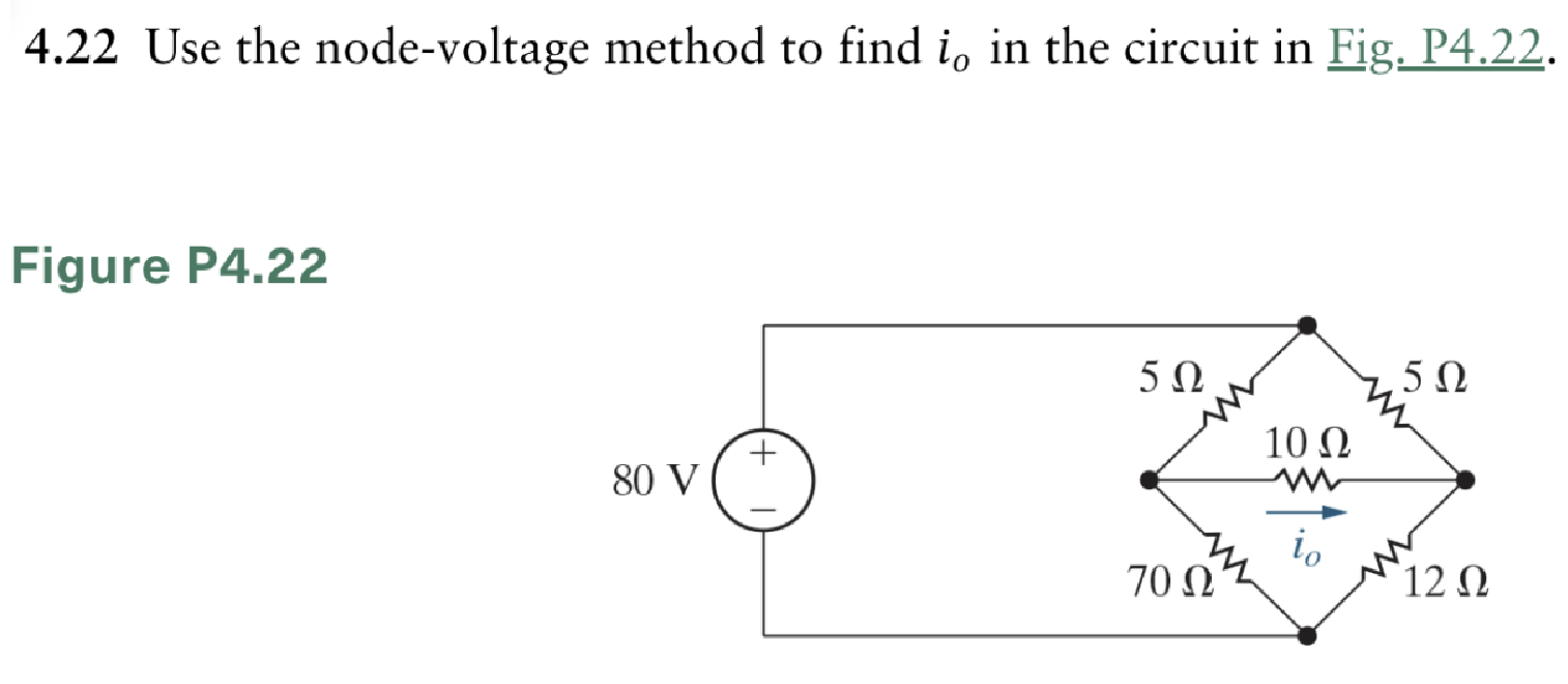 Solved 4.22 Use the node-voltage method to find io in the | Chegg.com
