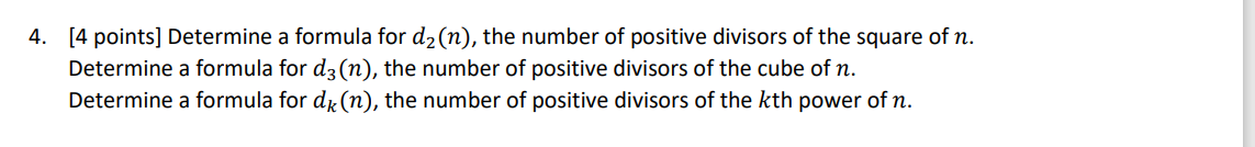 Solved 4. [4 points] Determine a formula for d2(n), the | Chegg.com