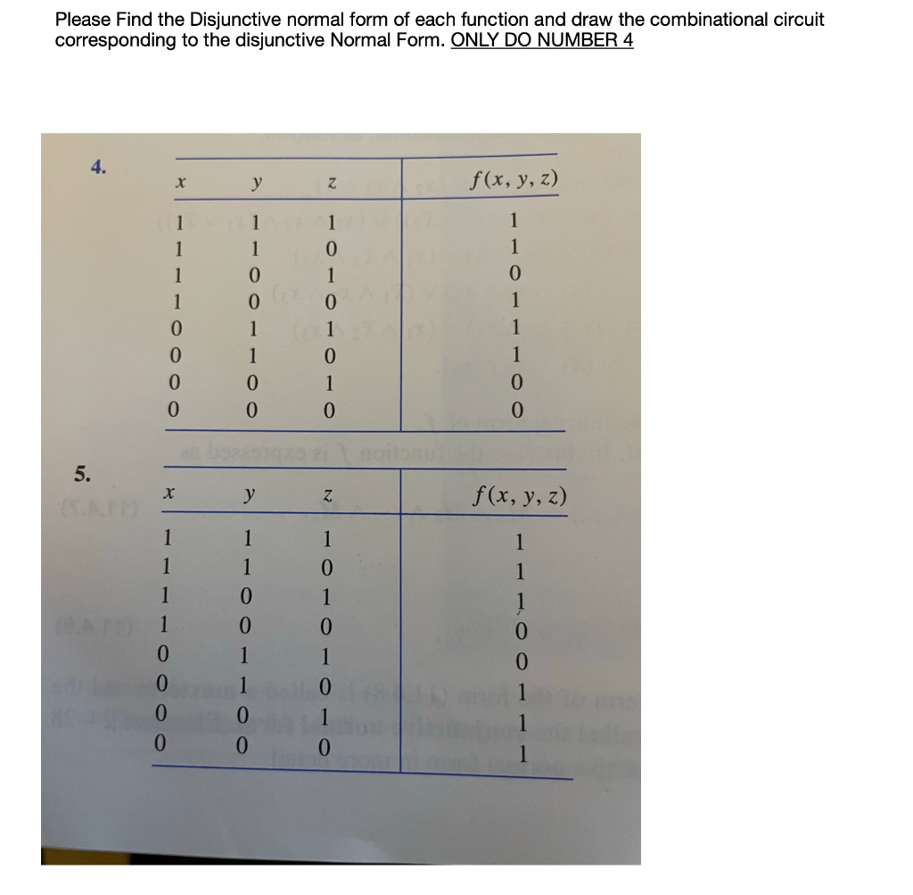 Solved Please Find The Disjunctive Normal Form Of Each