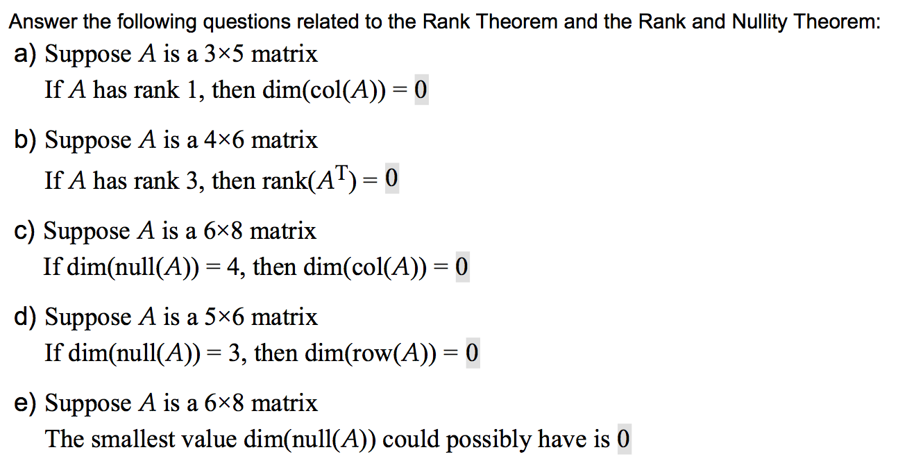 Solved Answer the following questions related to the Rank | Chegg.com
