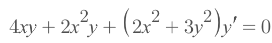Solved 4xy+2x2y+(2x2+3y2)y′=0 | Chegg.com