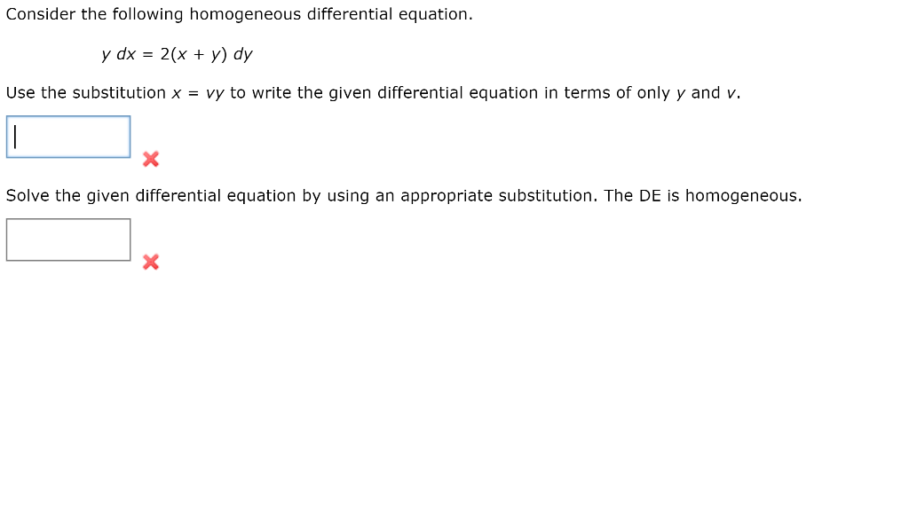 Solved Consider the following homogeneous differential | Chegg.com