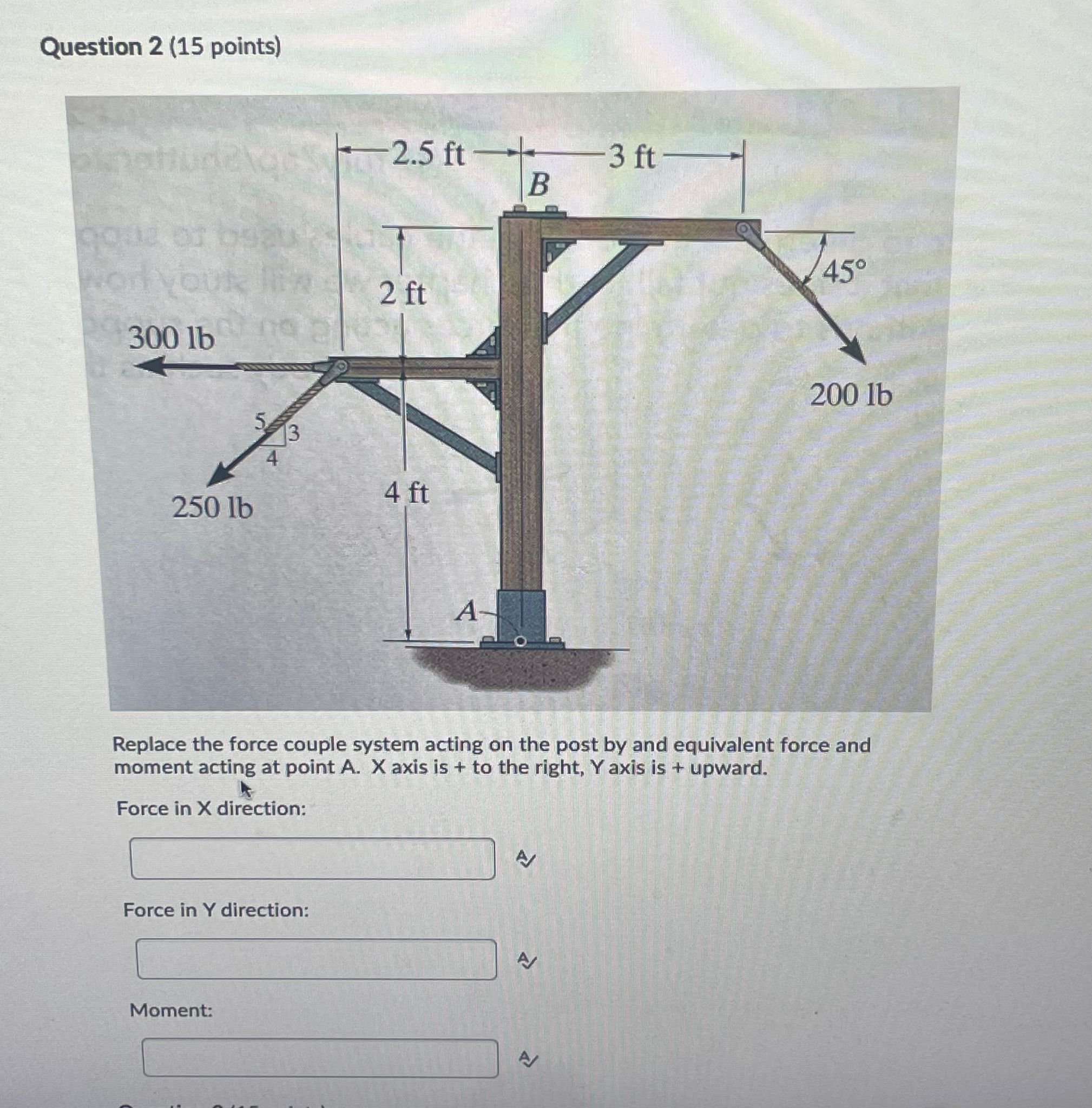 Solved Question 2 (15 ﻿points)Replace the force couple | Chegg.com