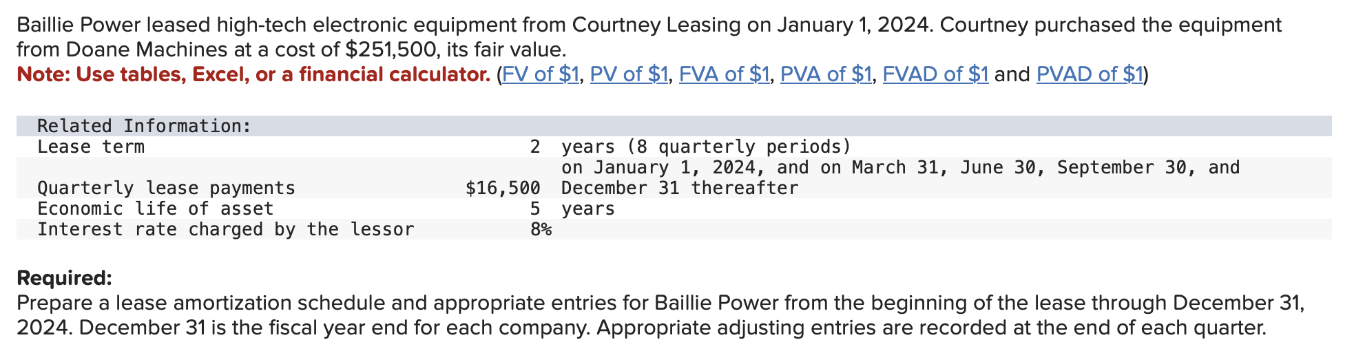 Solved Baillie Power leased high-tech electronic equipment | Chegg.com