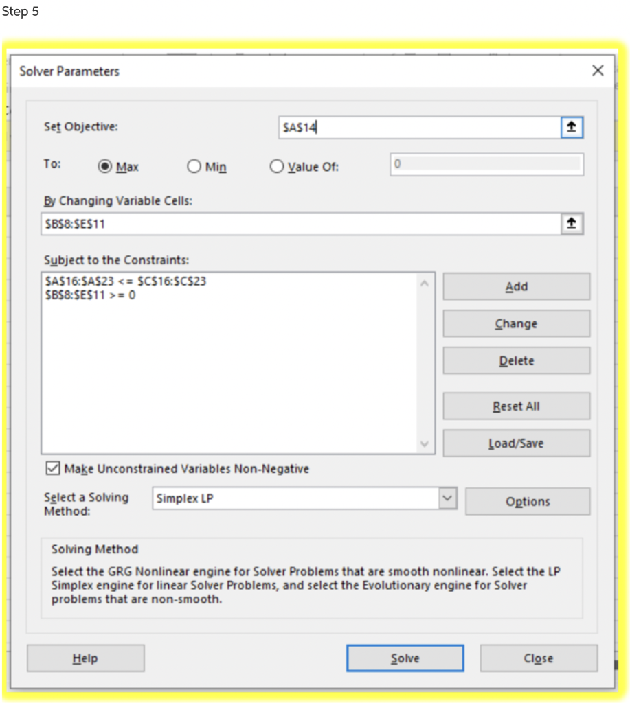 Solved Step 5 Solver Parameters Х Set Objective: SAS141 个 | Chegg.com