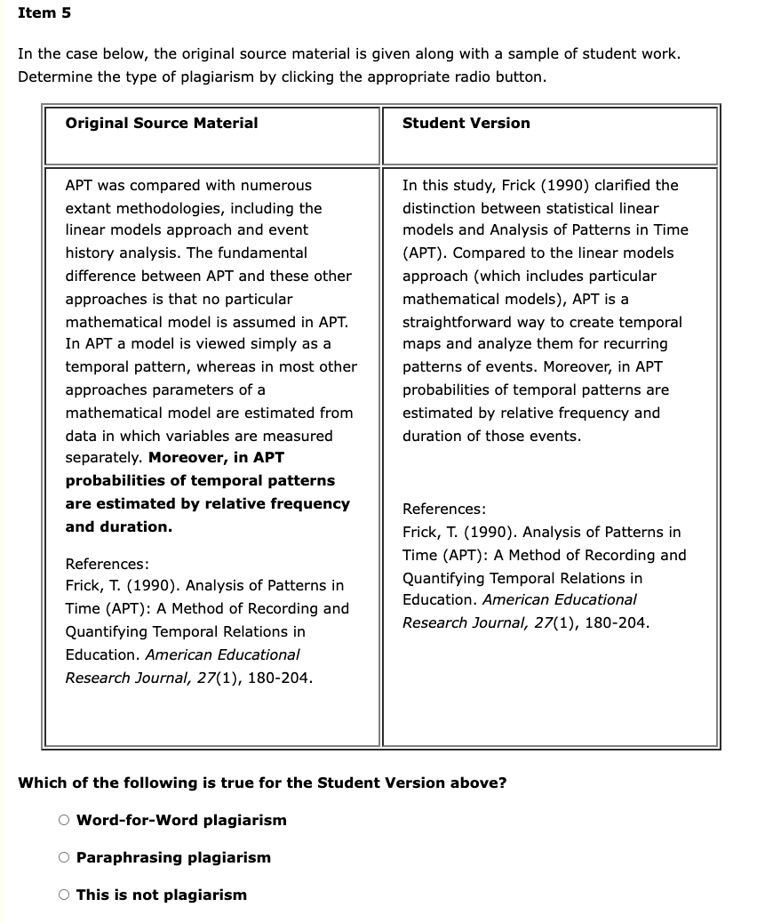 Solved Item 5 In the case below, the original source | Chegg.com