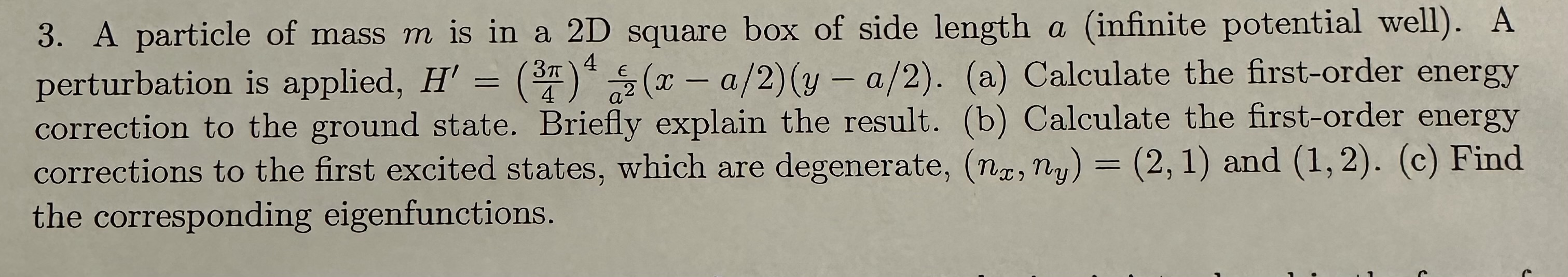 Solved A particle of mass m is in a 2D square box of side | Chegg.com