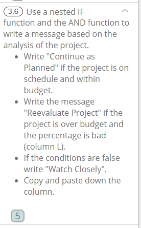 Solved (3.2) Use an IF function to complete the Status | Chegg.com
