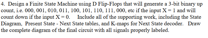 Solved 4. Design a Finite State Machine using D Flip-Flops | Chegg.com