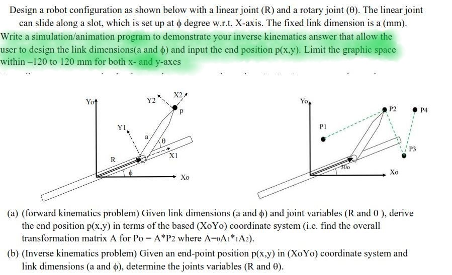 Design a robot configuration as shown below with a | Chegg.com