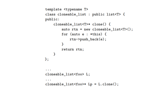 Solved template class cloneable_list : public list for | Chegg.com