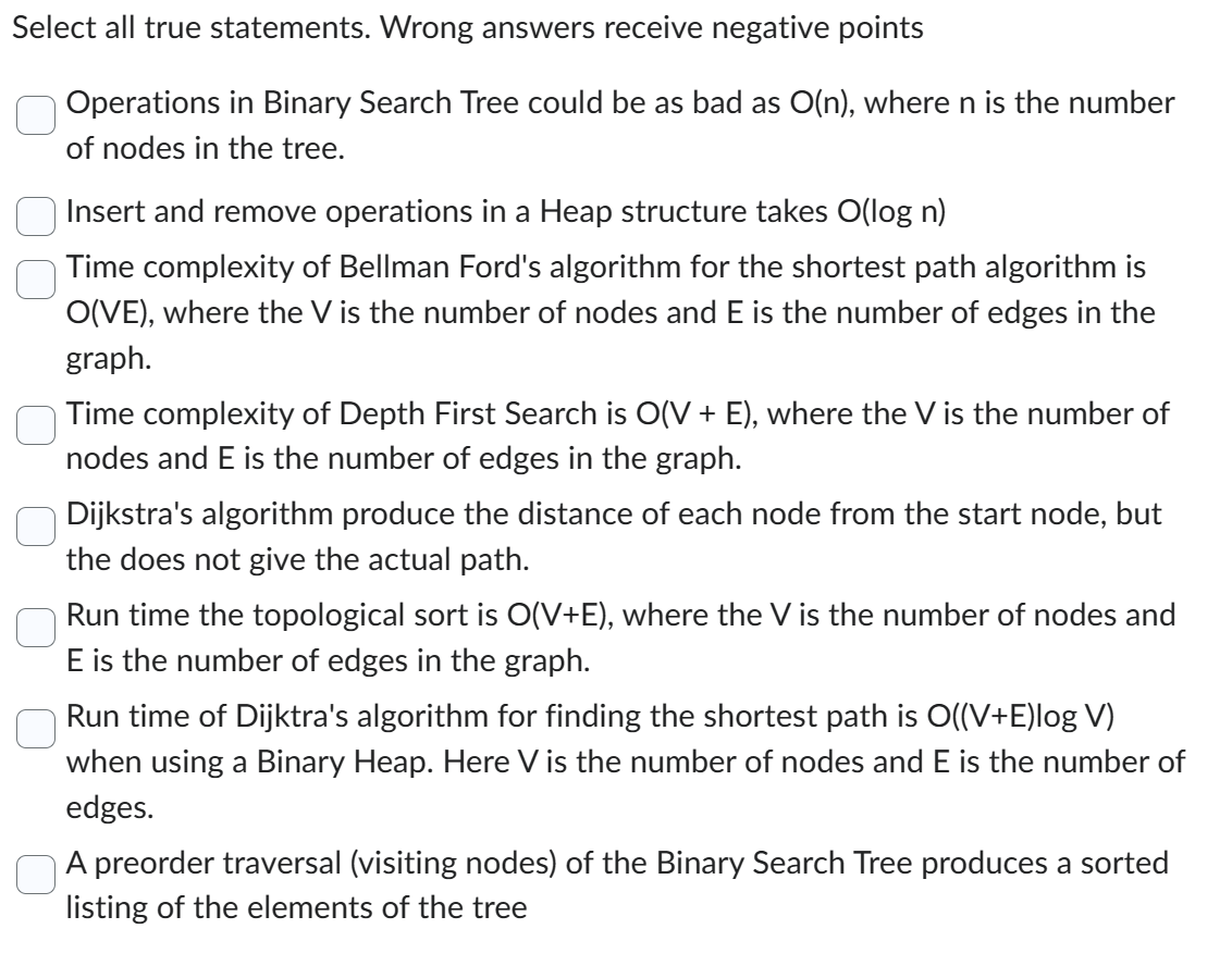 Solved Select all true statements. Wrong answers receive | Chegg.com