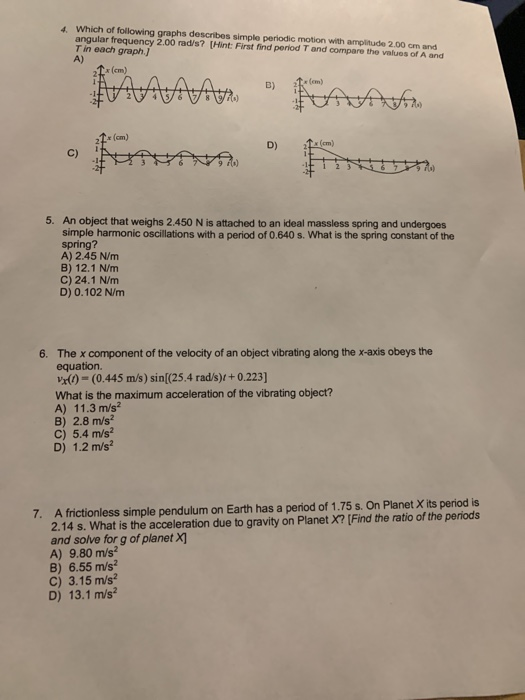 Solved: 4. Which Of Following Graphs Describes Simple Peri... | Chegg.com
