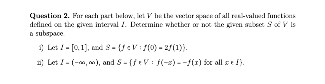 Solved Question 2. ﻿For each part below, let V ﻿be the | Chegg.com