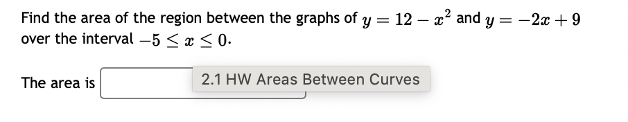 Solved Find the area of the region between the graphs of | Chegg.com