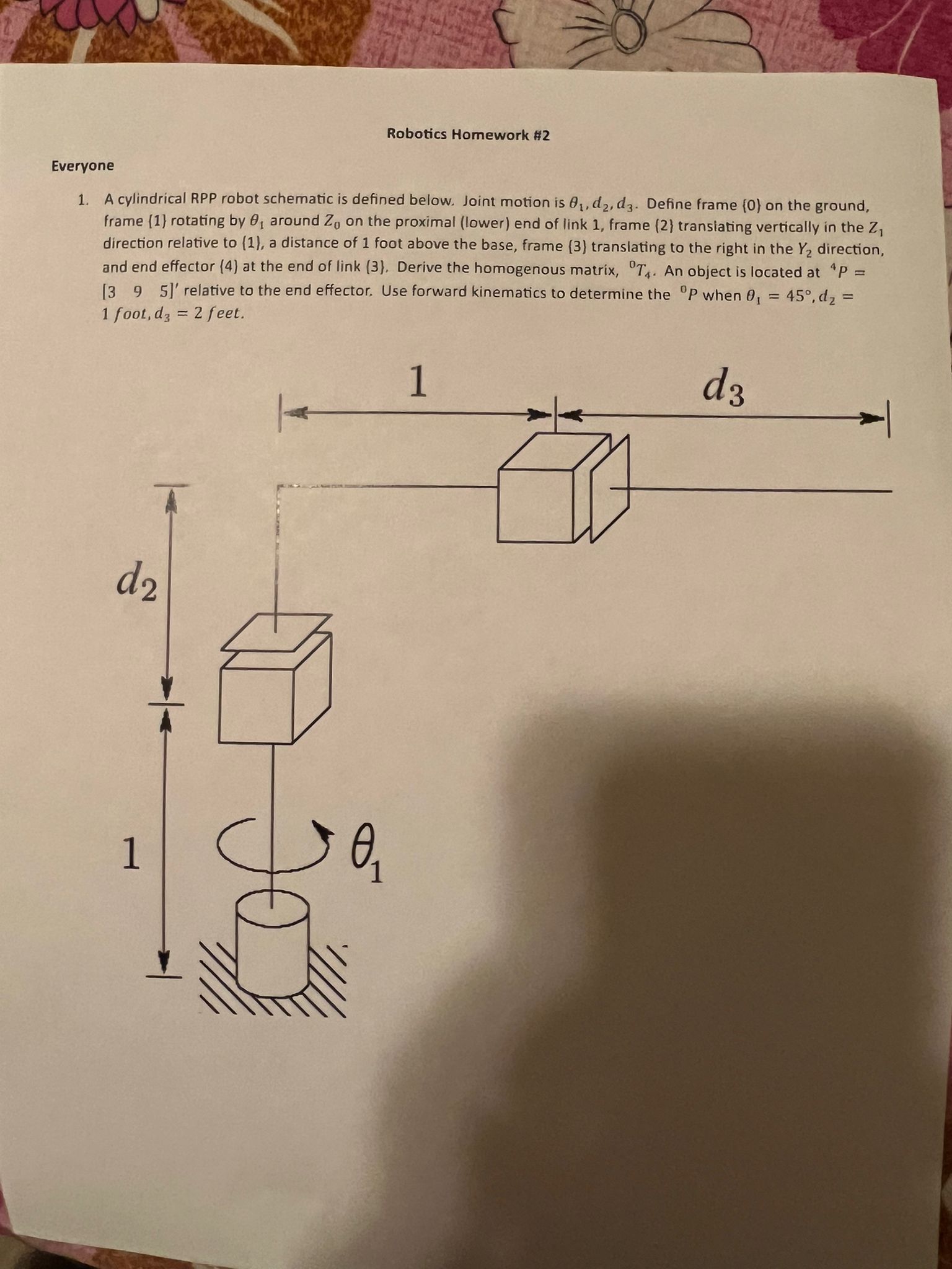 Solved 1. A cylindrical RPP robot schematic is defined | Chegg.com