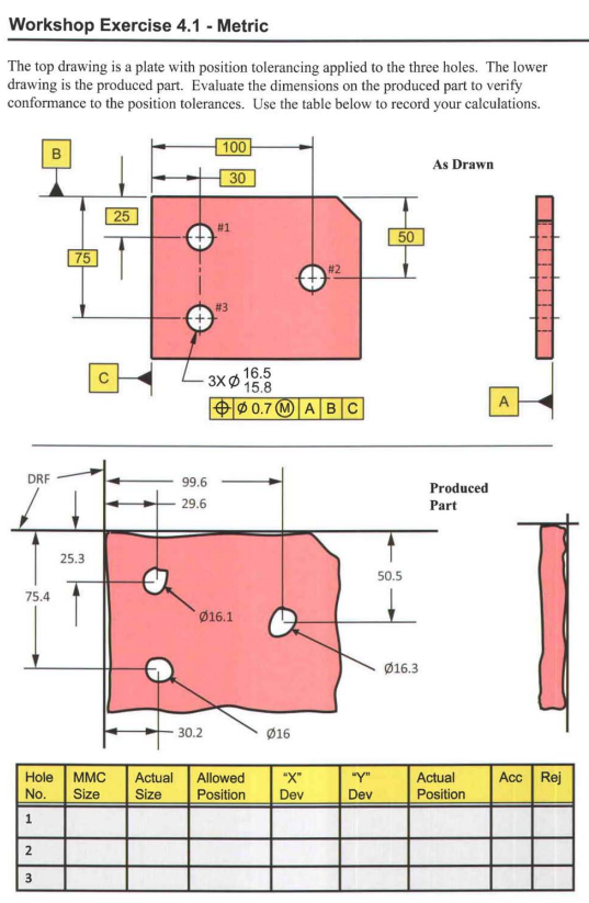 Solved The top drawing is a plate with position tolerancing | Chegg.com