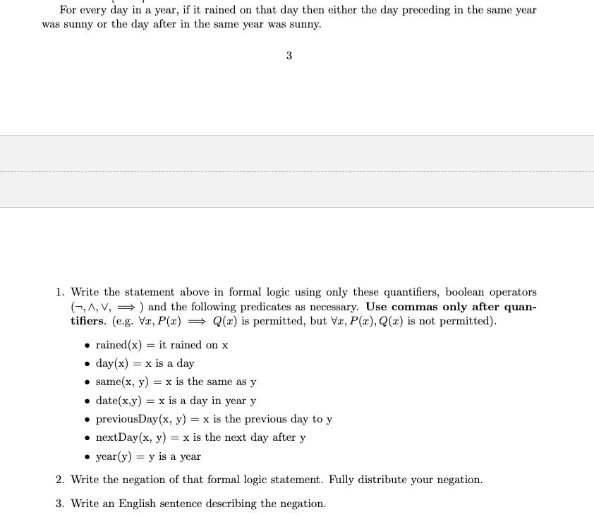 Solved For every day in a year, if it rained on that day | Chegg.com