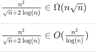 Solved n+2log(n)n2∈Ω(nn) n+2log(n)n2∈O(log(n)n2) | Chegg.com