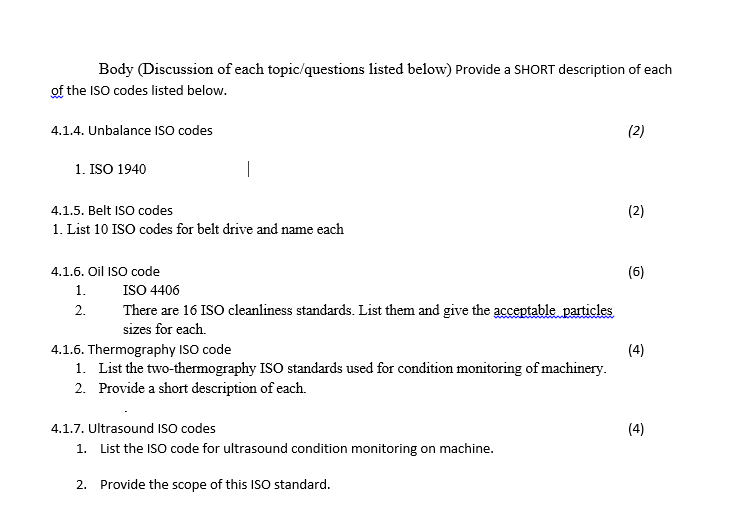 Solved Body (Discussion of each topic/questions listed | Chegg.com