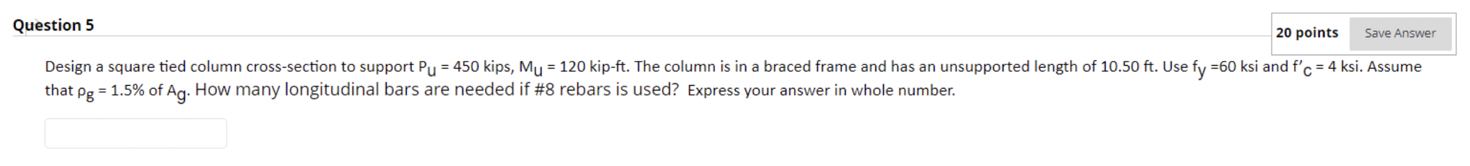 Solved Design a square tied column cross-section to support | Chegg.com