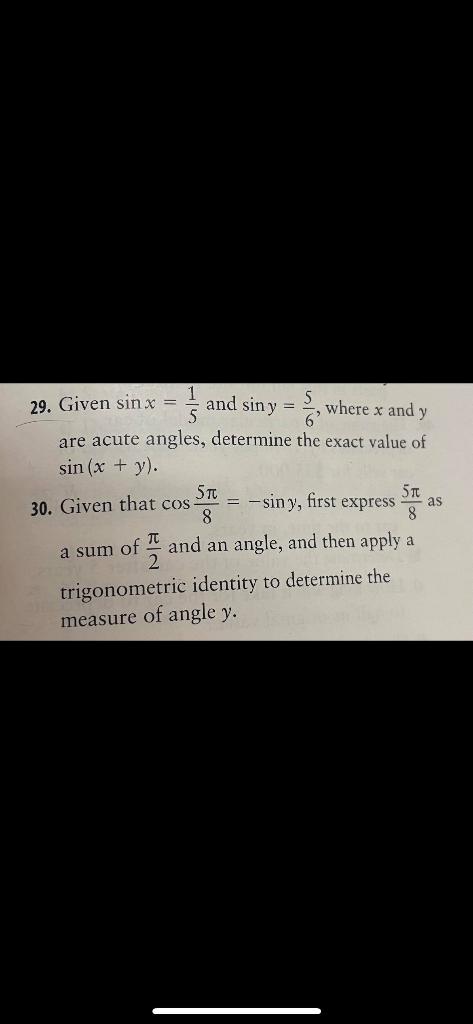 Solved Given that cos(5pi/8) = - sin(y), first express 5pi/8 | Chegg.com