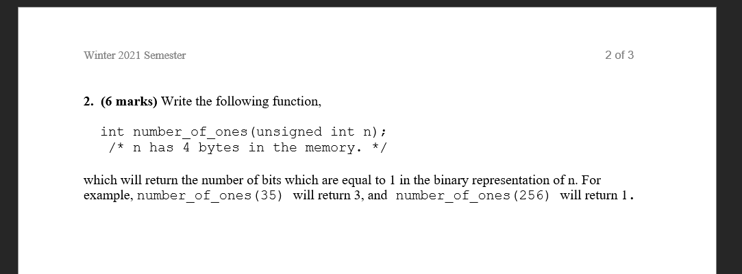 Solved Winter 2021 Semester 2 of 3 2. (6 marks) Write the | Chegg.com