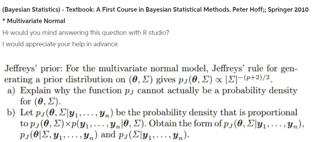 (Bayesian Statistics) Textbook: A First Course in | Chegg.com