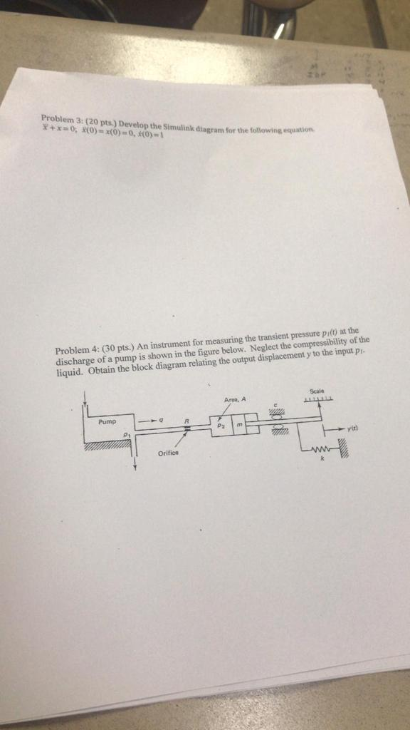 Problem 3: (20 pts.) Develop the Simulink diagram for | Chegg.com